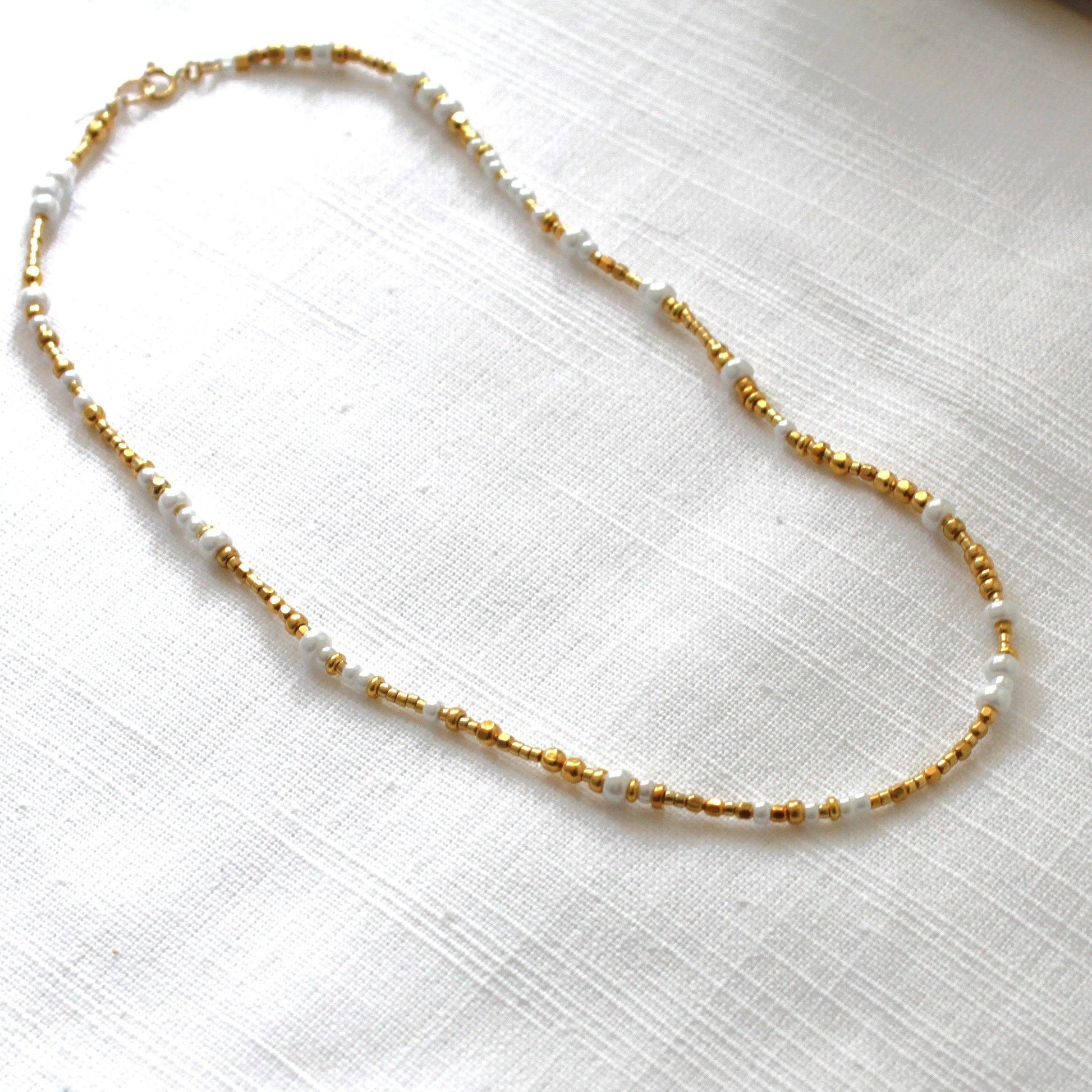 The Silver Wren • Gold & Pearl Unity Seed Bead Necklace – Wallflower ...